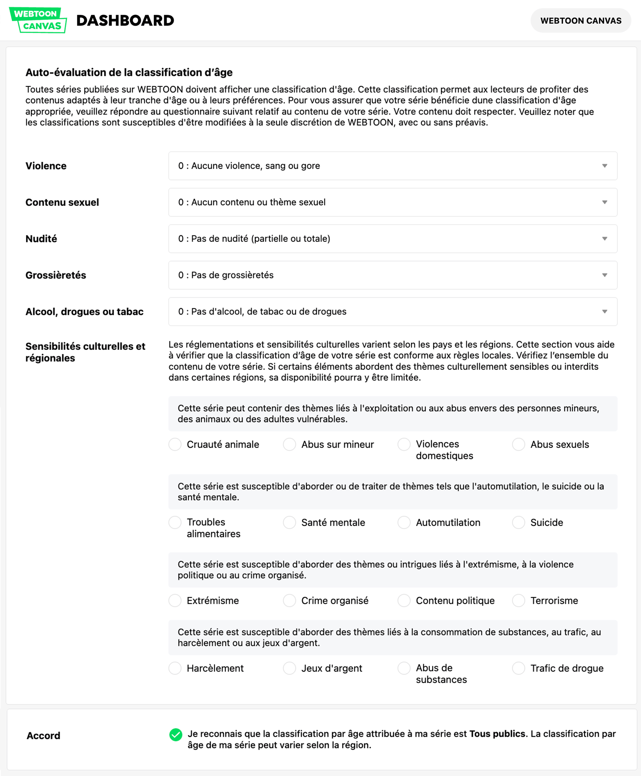 WEBTOON CANVAS Classification du contenu par âge – WEBTOON CANVAS